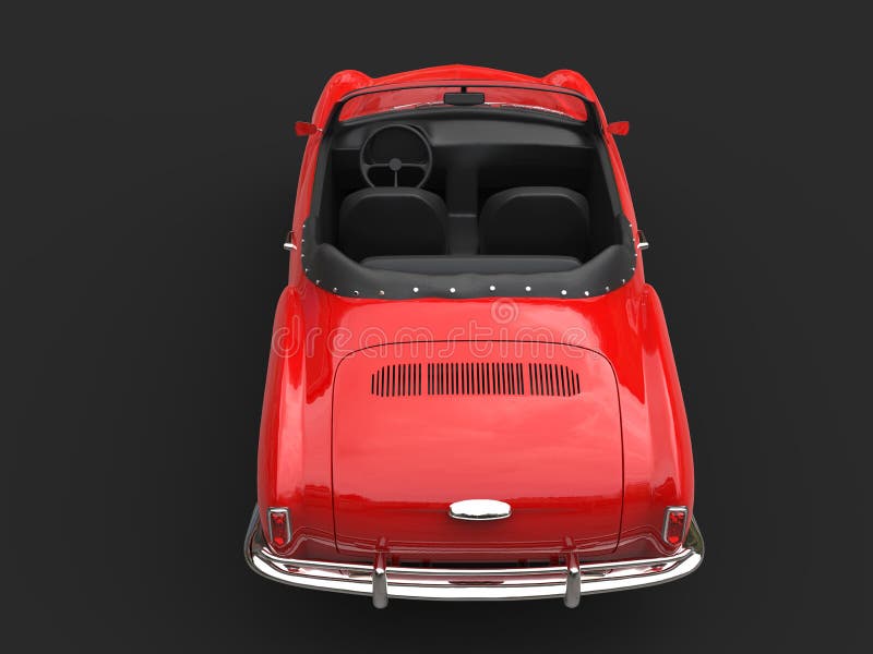 Restored Old Vintage Red Cabriolet Car - Top Down View Stock ...