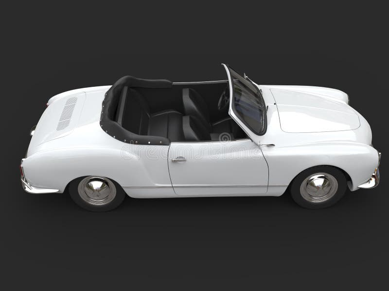 Restored Old Vintage White Cabriolet Car - Top Down View Stock ...