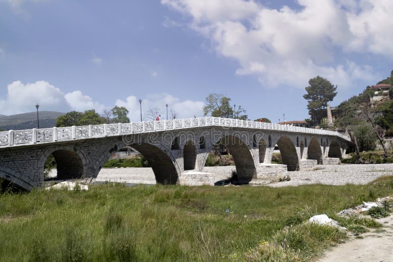 Restored Period Bridge Over the River. Bar, Albania Stock Image - Image ...
