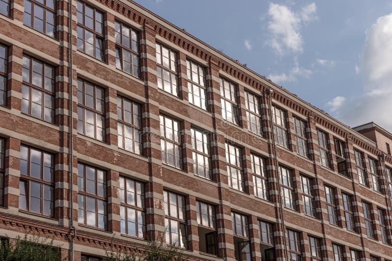 Restored Red Brick Building. Modern Office Building Stock Image - Image ...