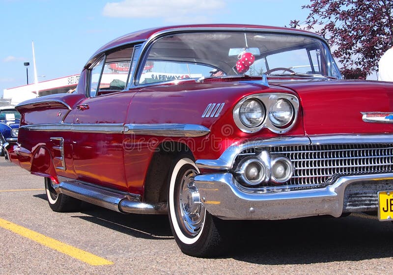Restored Red Chevrolet editorial photography. Image of headlights ...
