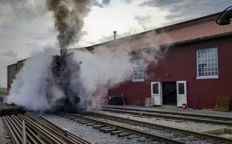 Restored Steam Engine Getting Ready for Service, Blowing Smoke and ...