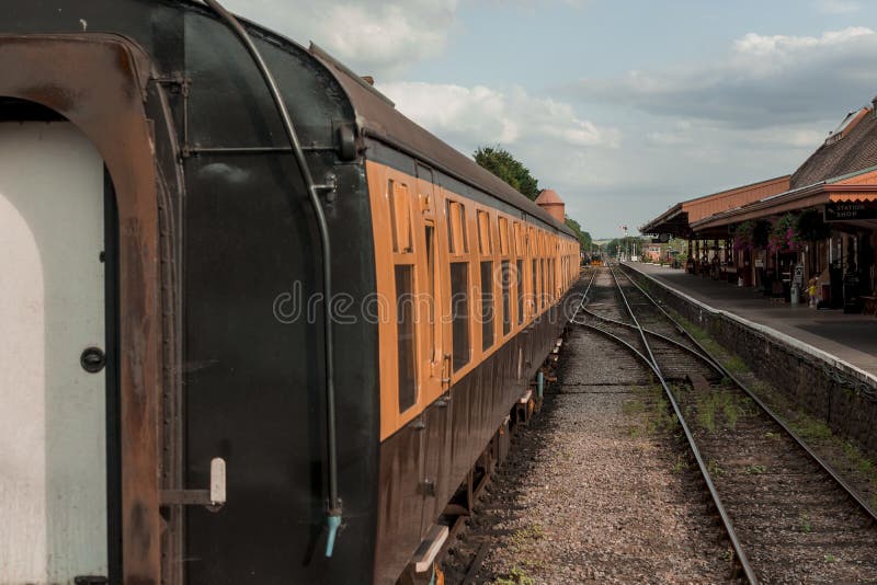 Restored Victorian-Era Passenger Rail Train at a Train Station Stock ...
