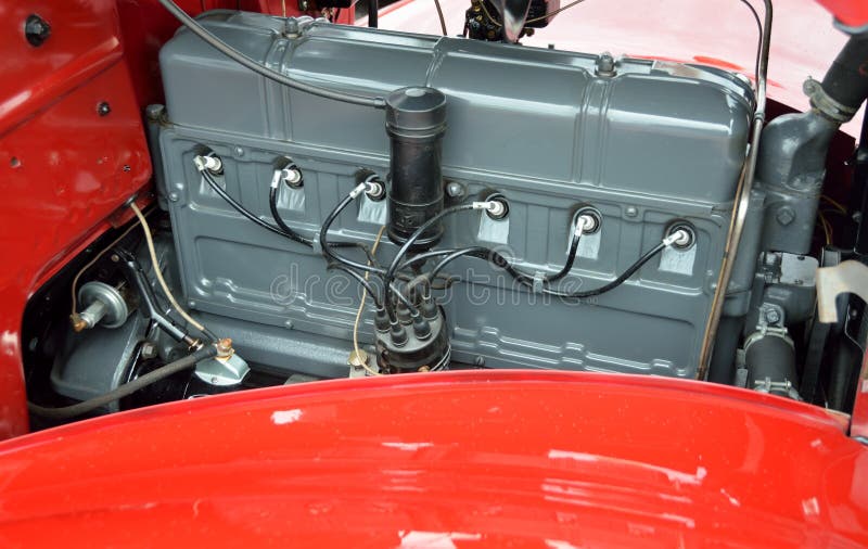 Restored Vintage Car Engine Stock Image - Image of historical, details ...