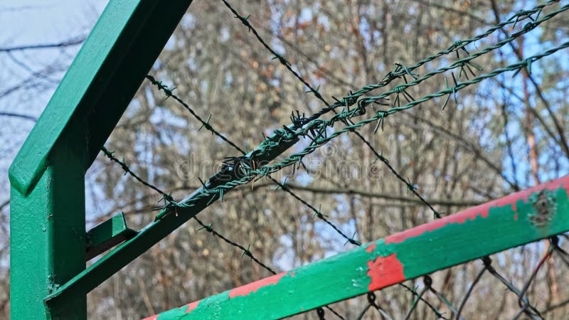 Security Fence Made with Razor Sharp Barbed Wire Stock Footage - Video ...