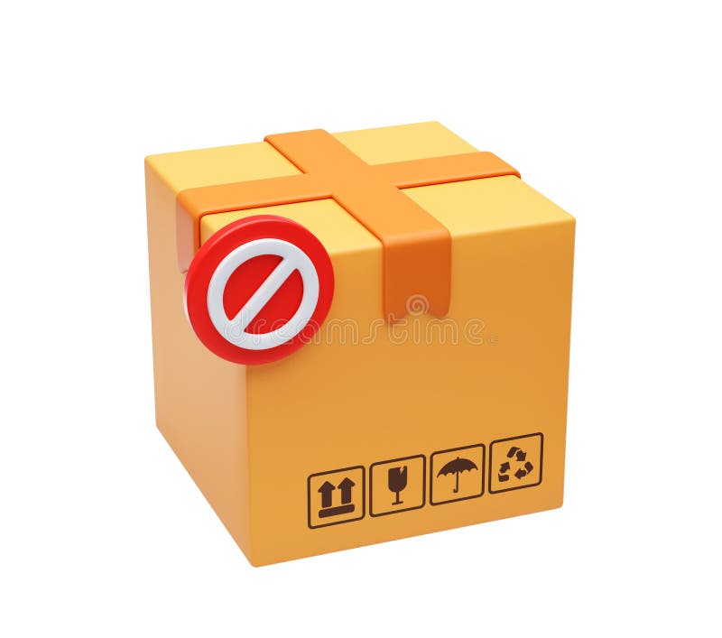 Restricted Icon on Cardboard Package 3D Illustration Stock Illustration ...