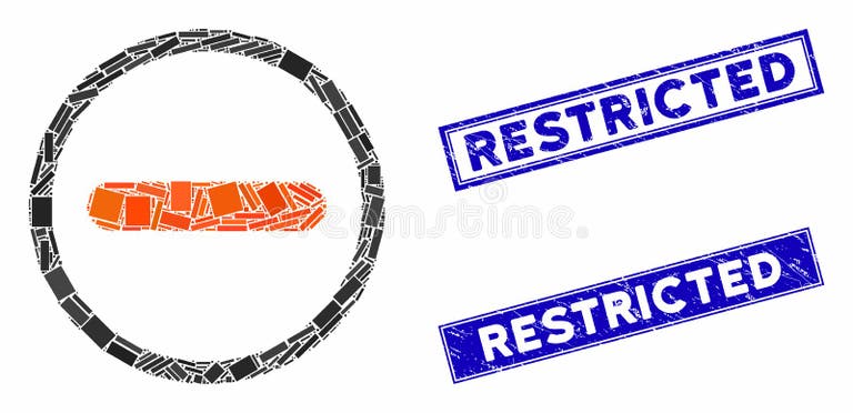 Restricted Mosaic and Grunge Rectangle Stamps Stock Illustration ...