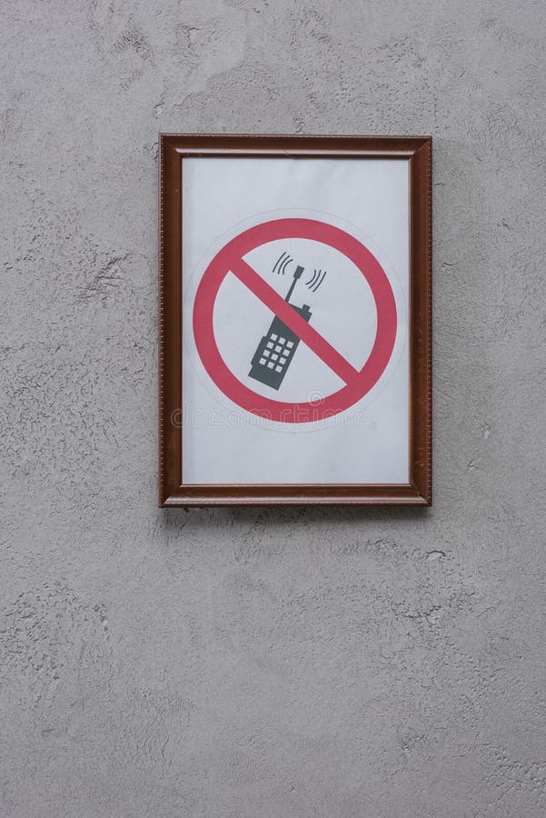 Restricted Phone Placard on Concrete Wall Stock Image - Image of ...