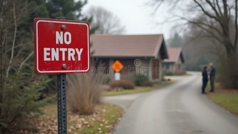 Restricted Zone No Entry Sign with Barrier in Background Stock ...