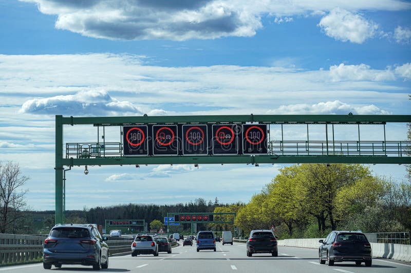 Restriction Signs on Motorways. Automotive Industry Stock Image - Image ...