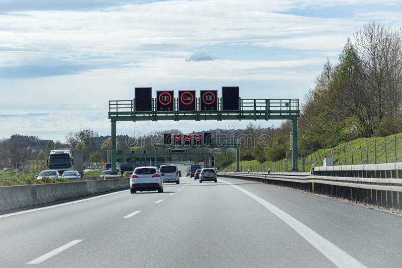 Restriction Signs on Motorways. Automotive Industry Stock Image - Image ...