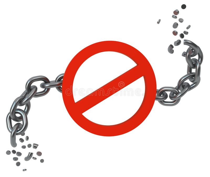 Restriction Symbol Chains Break Stock Illustration - Illustration of ...