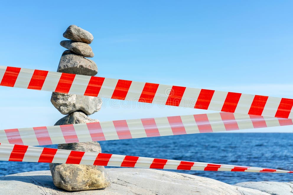 Restrictive Tape. Stacked Rocks Balancing, Stacking with Precision ...