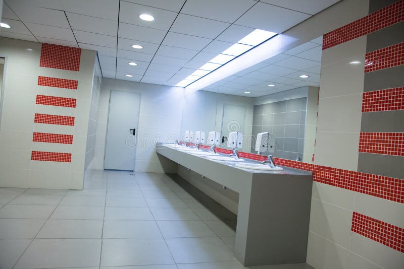 Restroom stock image. Image of restroom, downlight, sink - 12561551