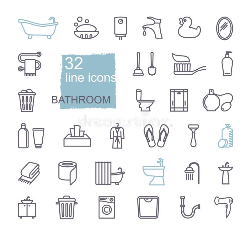 Restroom Bathroom Icon Set. Line Style Stock Vector. Stock Vector ...