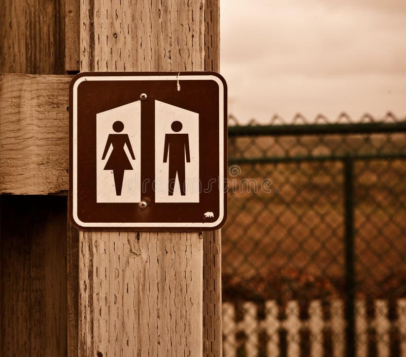 Restroom Sign at a National Park Stock Photo - Image of steel ...