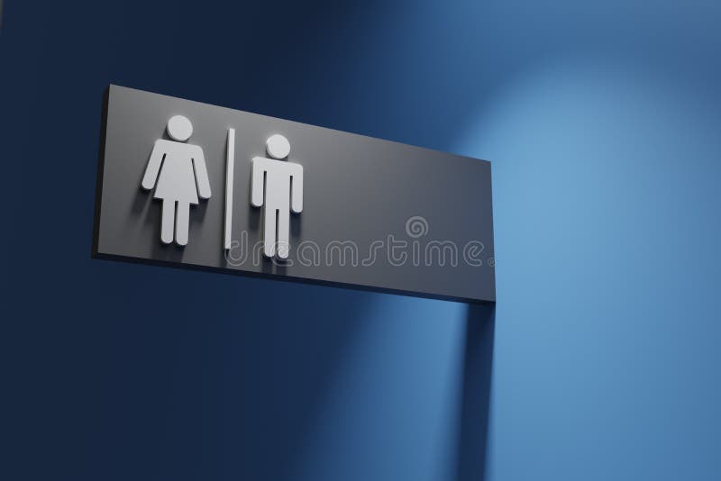 Restroom Signs on Blue Wall Stock Illustration - Illustration of ...