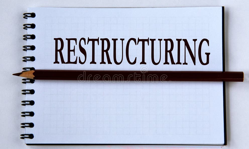 RESTRUCTURING - Word in White Notebook on White Background with Pencil ...