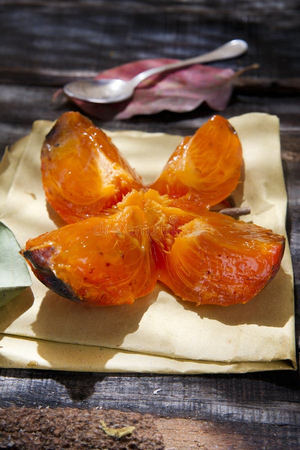 The Result of the Fall Season, Persimmon Stock Image - Image of green ...