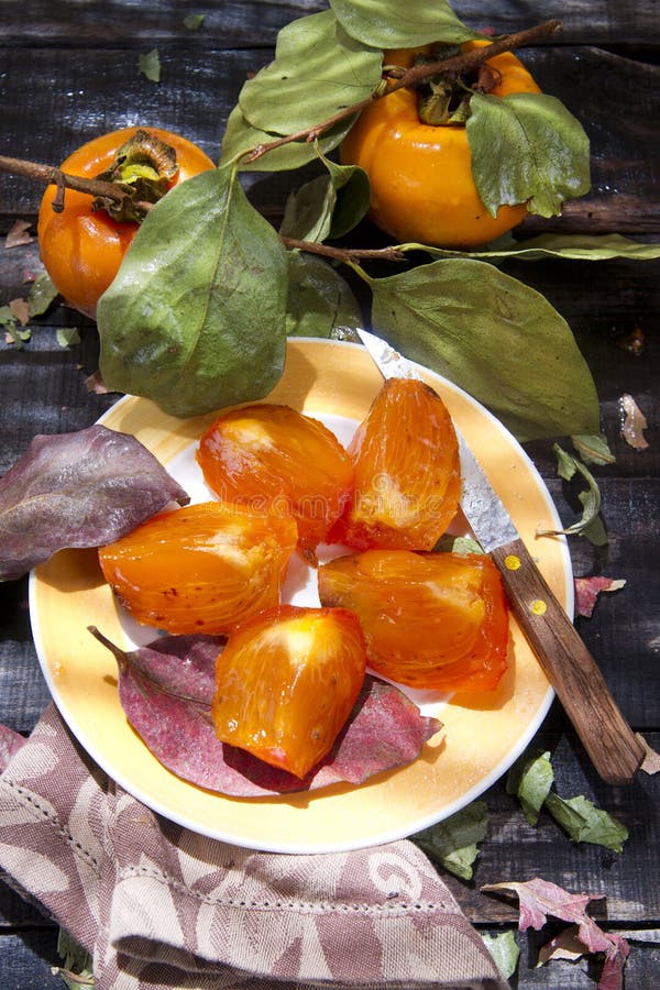 The Result of the Fall Season, Persimmon Stock Photo - Image of closeup ...