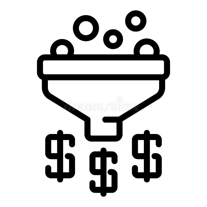 Result Money Funnel Icon, Outline Style Stock Vector - Illustration of ...