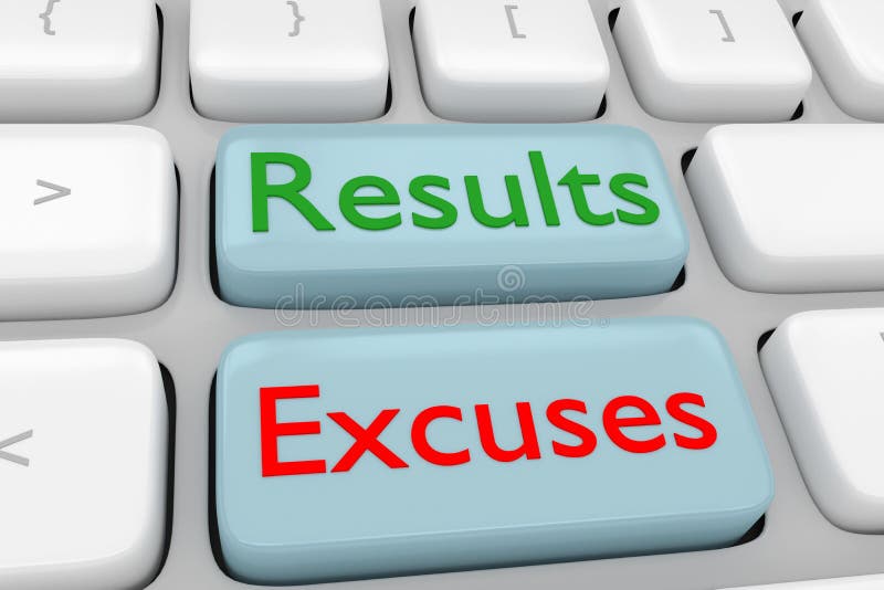 Results or Excuses concept stock illustration. Illustration of exercise ...