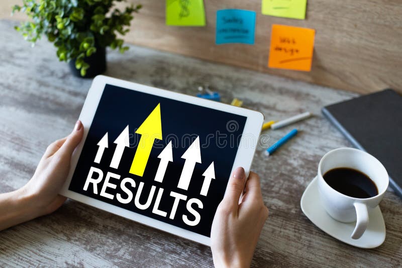 Results Growth Arrow on Screen. Business and Personal Development ...