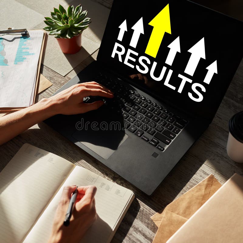 Results Growth Arrow on Screen. Business and Personal Development ...