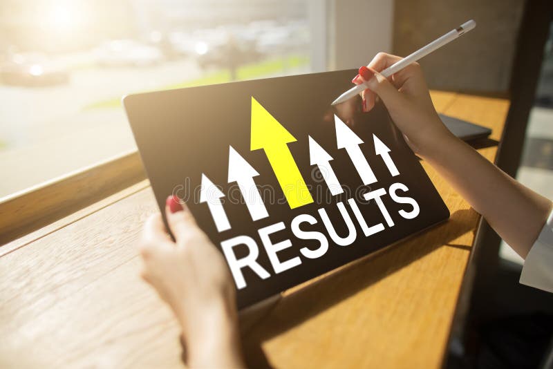 Results Growth Arrow on Screen. Business and Personal Development ...