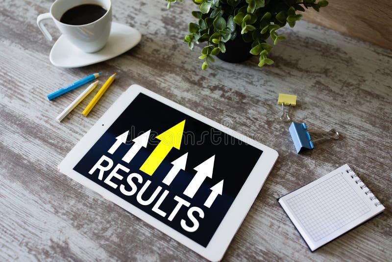 Results Growth Arrow on Screen. Business and Personal Development ...