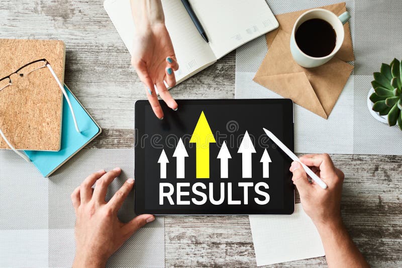 Results Growth Arrow on Screen. Business and Personal Development ...