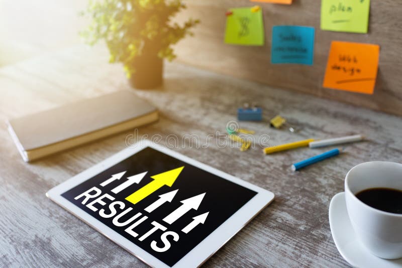 Results Growth Arrow on Screen. Business and Personal Development ...