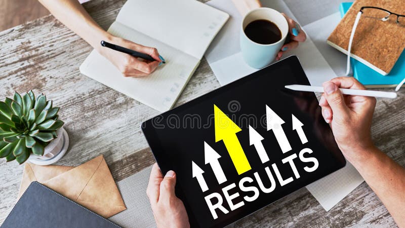 Results Growth Arrow on Screen. Business and Personal Development ...