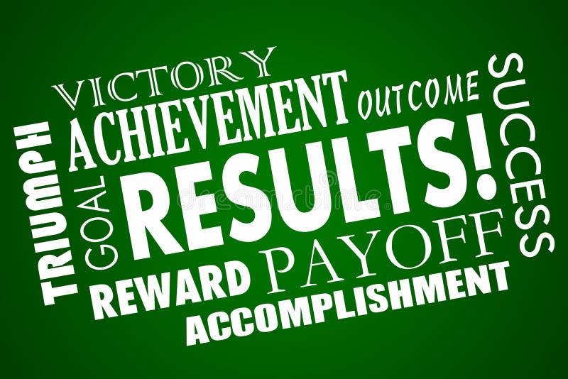 Results 3D Word Accomplishment Outcome Achieve Goal Stock Illustration ...