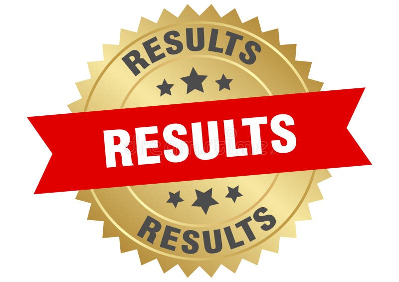 Results. Results Round Red and Gold Label Isolated on Transparent ...