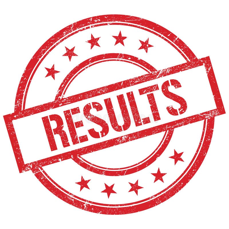 RESULTS Text Written on Red Grungy Round Stamp Stock Illustration ...