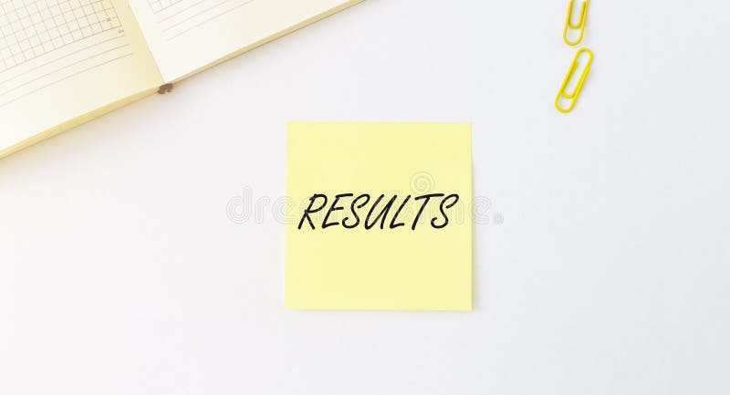 Results Word on Yellow Paper Note on White Office Table Stock Image ...