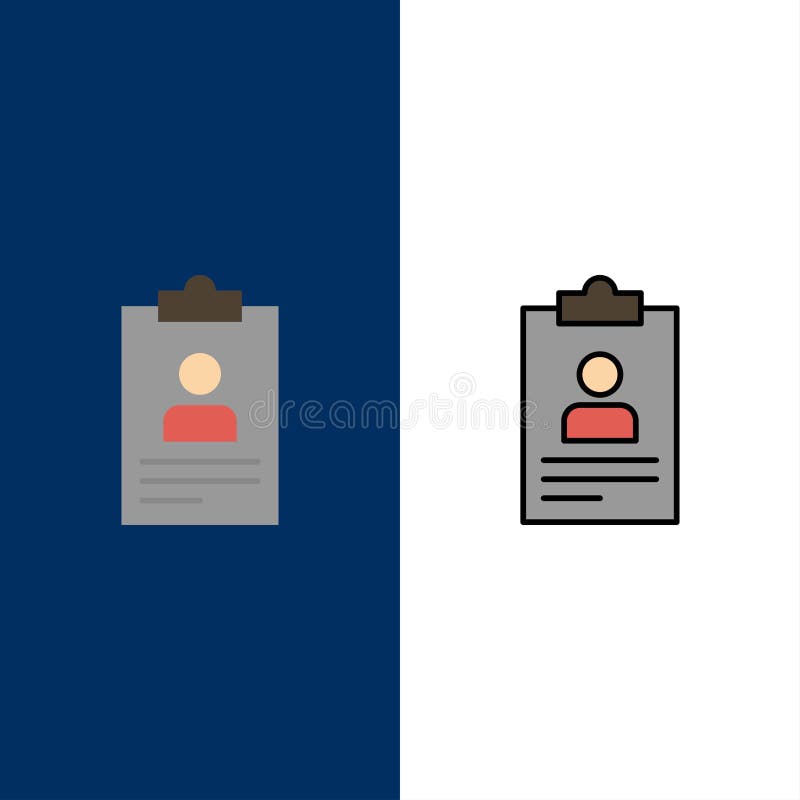 Resume, Application, Clipboard, Curriculum, Cv Icons. Flat and Line ...