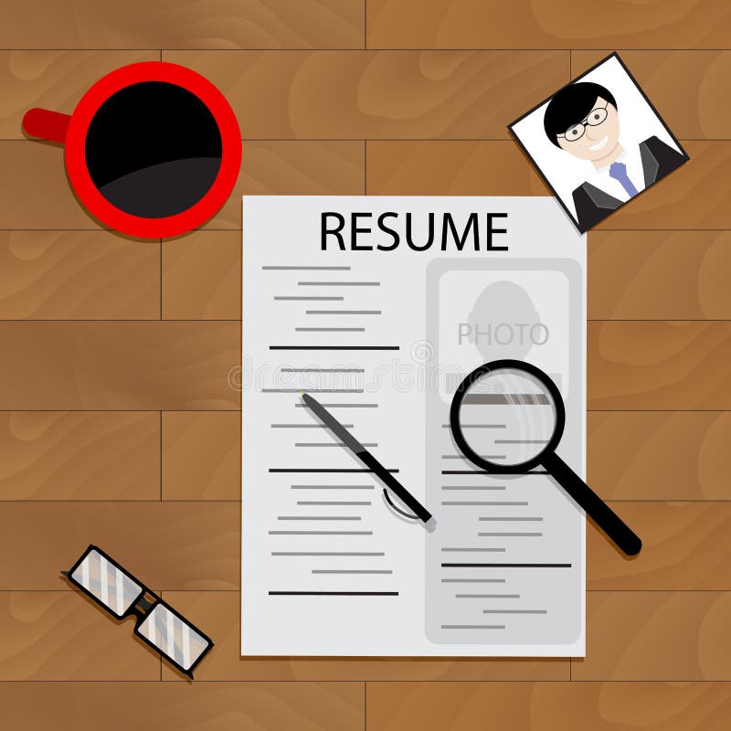 Write resume on table stock vector. Illustration of hiring - 89263534