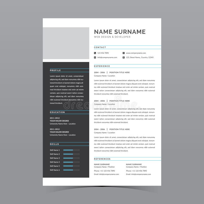 Resume Template Vector Design Stock Vector - Illustration of hiring ...
