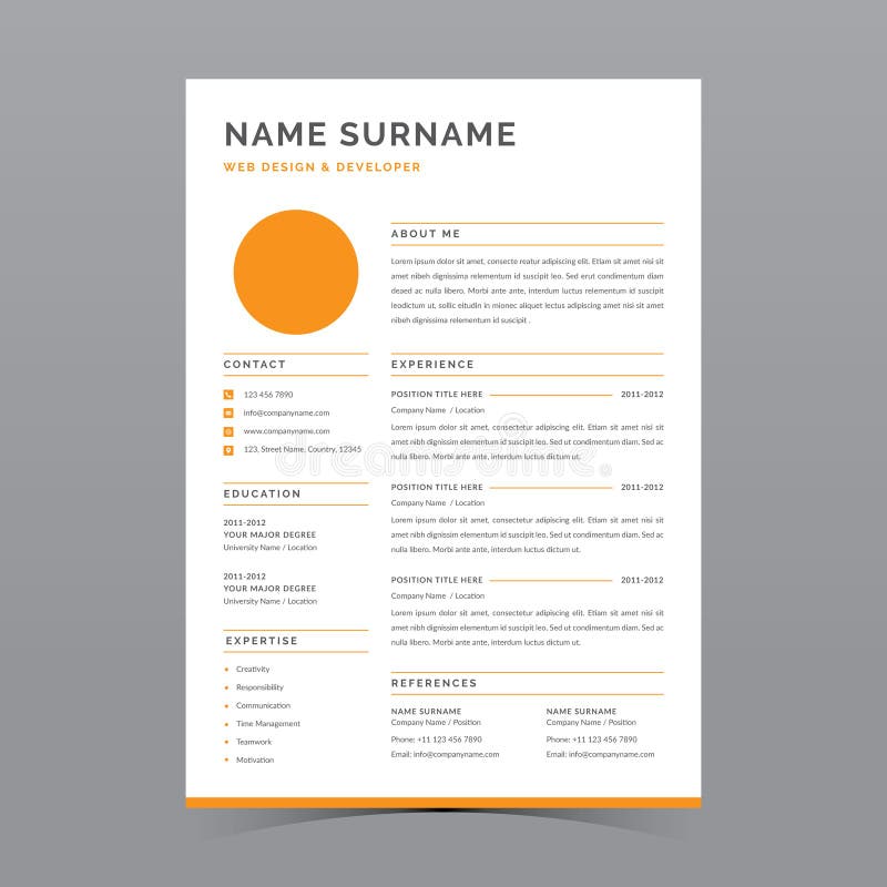 Resume Template Vector Design Stock Vector - Illustration of paper ...