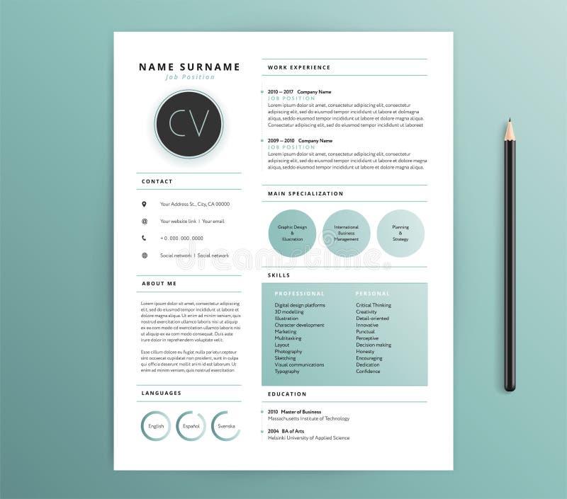 Creative CV / Resume Template Green Color Minimalist Stock Vector ... Creative CV / Resume Template Green Color Minimalist Stock Vector ...