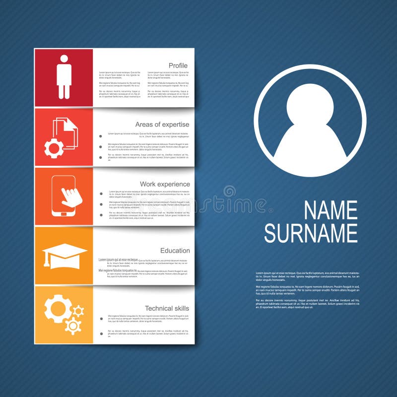 Resume / CV Template Design with Tabs Stock Vector - Illustration of ...