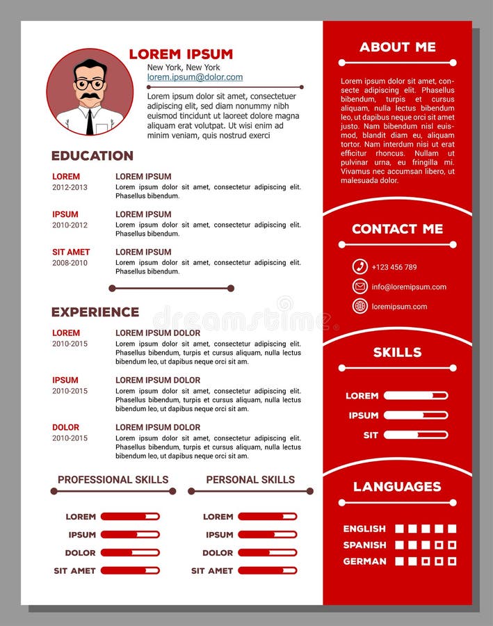 Resume and CV Template with Nice Design Stock Vector - Illustration of ...