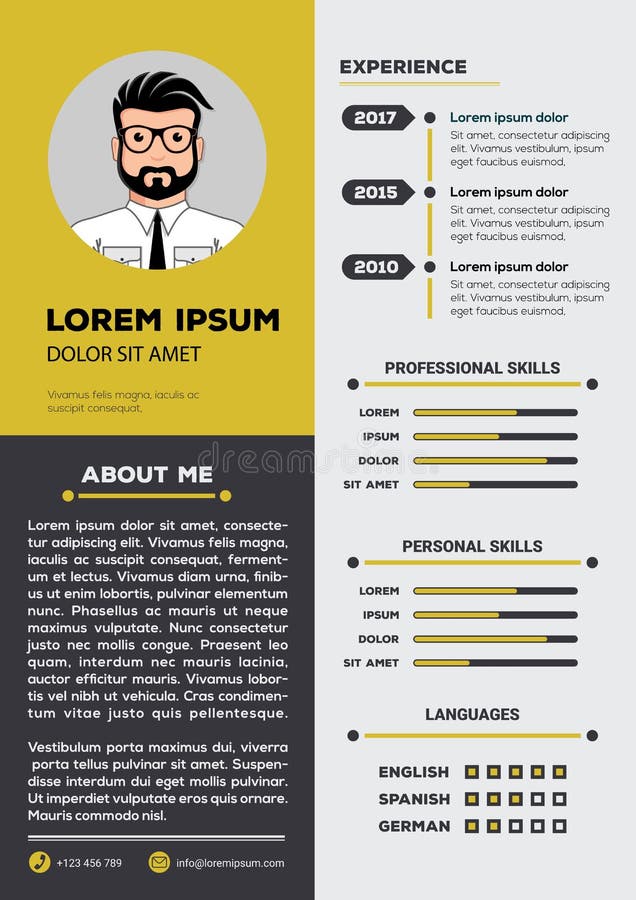 Resume and CV Template with Nice Design Stock Vector - Illustration of ...
