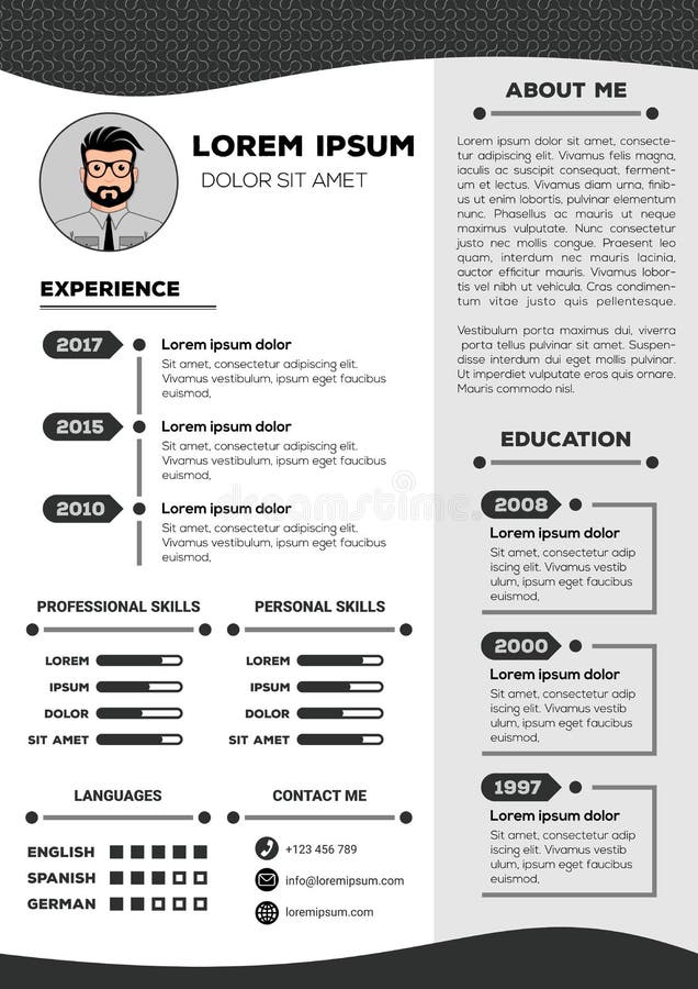 Resume and CV Template with Nice Design Stock Vector - Illustration of ...