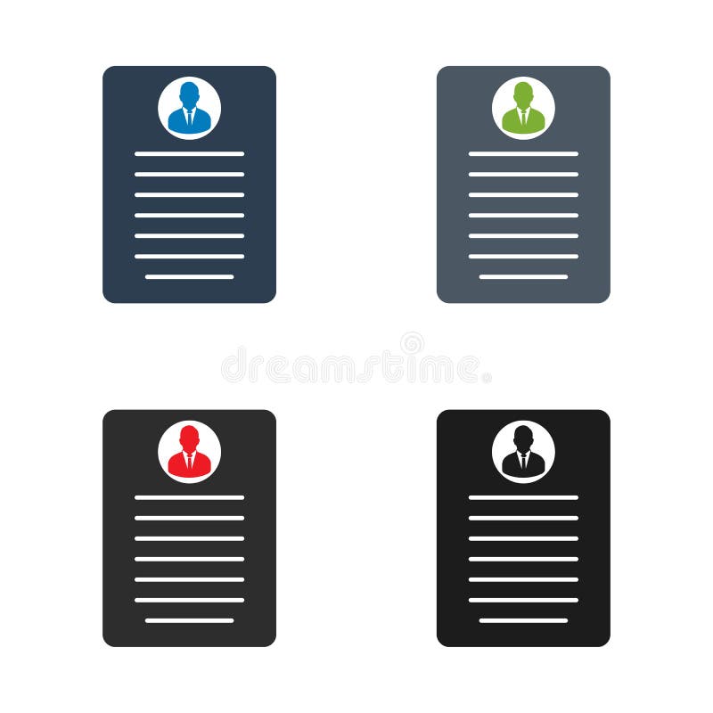Resume, CV, User Profile Icon Set. Stock Vector - Illustration of icon ...