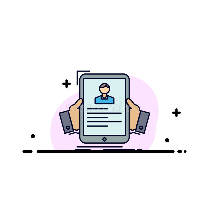 Resume, Employee, Hiring, Hr, Profile Flat Color Icon Vector Stock ...
