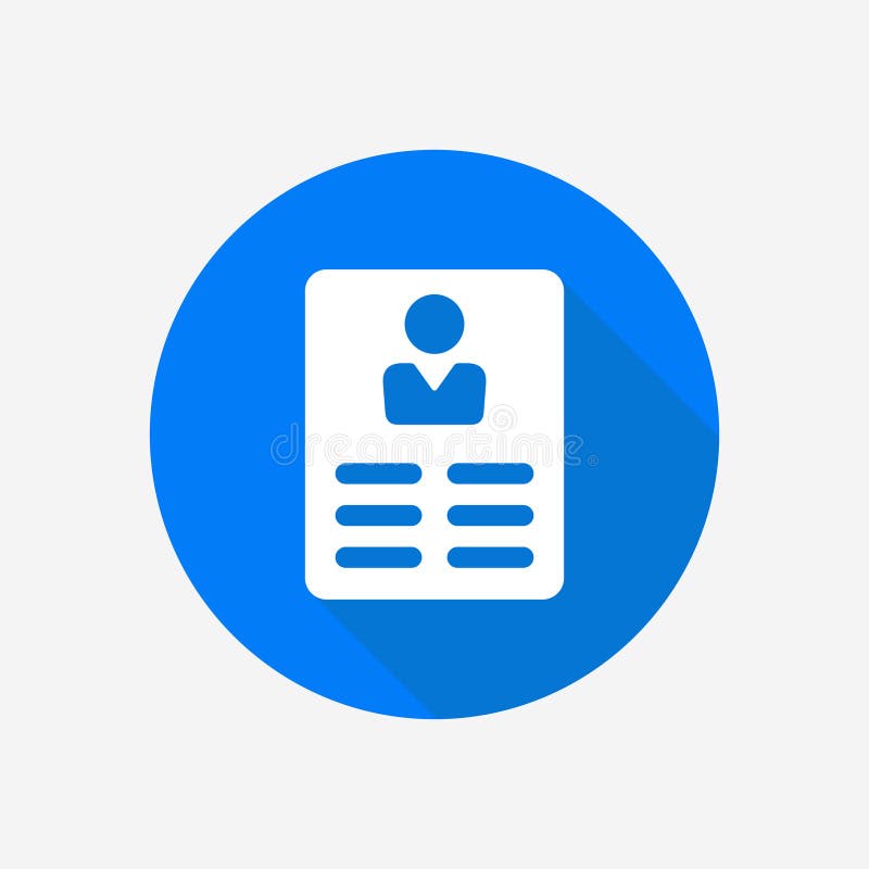 Resume Flat Style Vector Icon White Coloured on Blue Circle Stock ...