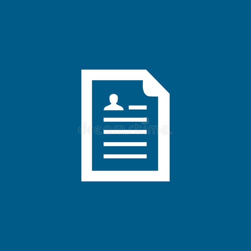 Resume Icon on Blue Background. Blue Flat Style Vector Illustration ...